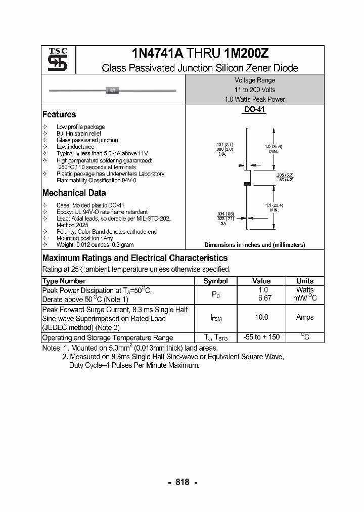 1N4747A_1126207.PDF Datasheet Download --- IC-ON-LINE