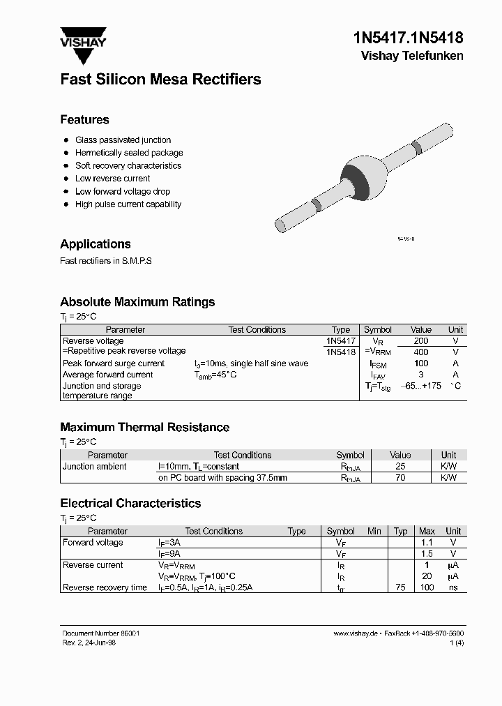 1N5418_1192088.PDF Datasheet Download --- IC-ON-LINE