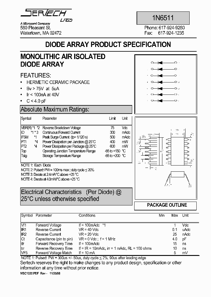 1N6511_1192319.PDF Datasheet Download --- IC-ON-LINE