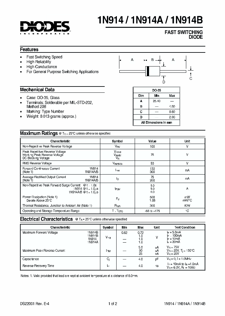 1N914_1015956.PDF Datasheet Download --- IC-ON-LINE