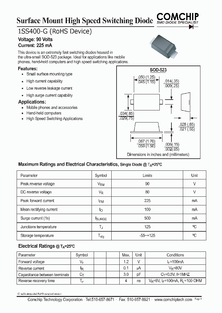 1SS400-G_1033812.PDF Datasheet Download --- IC-ON-LINE
