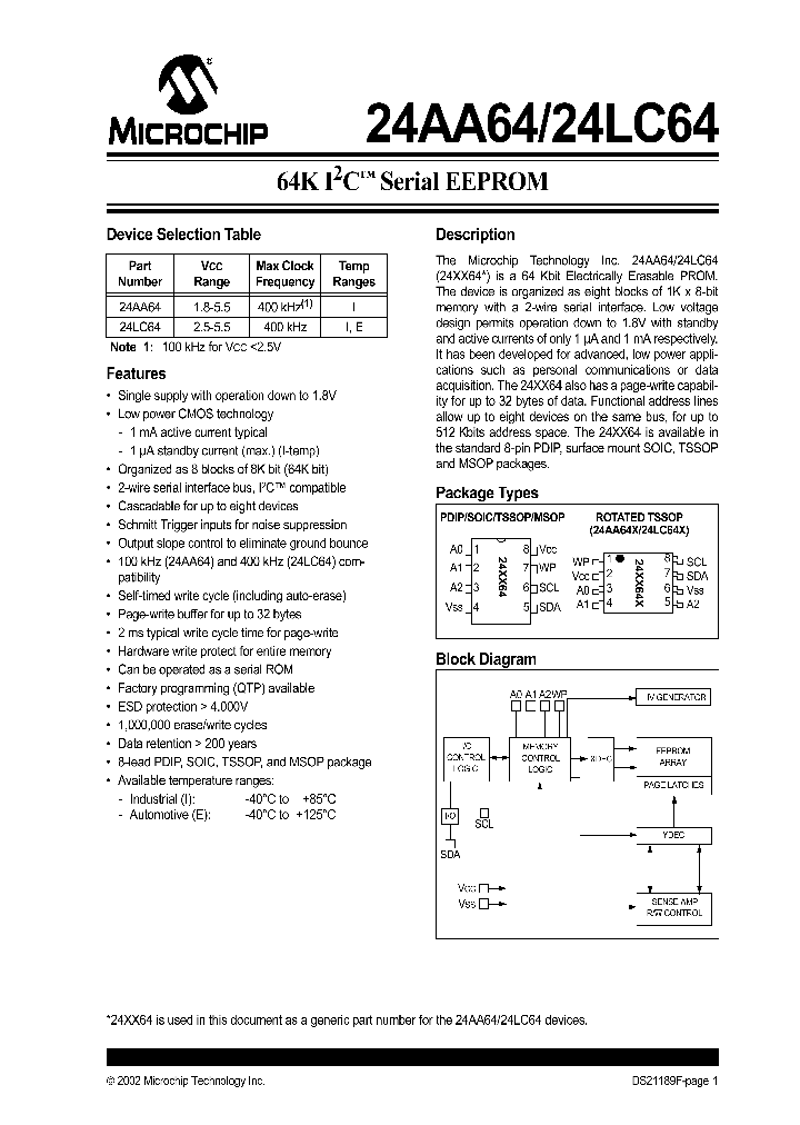 24LC64T-EMS_1183266.PDF Datasheet Download --- IC-ON-LINE