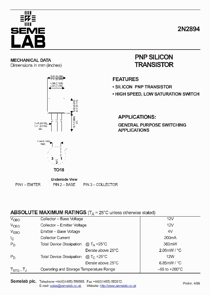 2N2894_1193641.PDF Datasheet Download --- IC-ON-LINE
