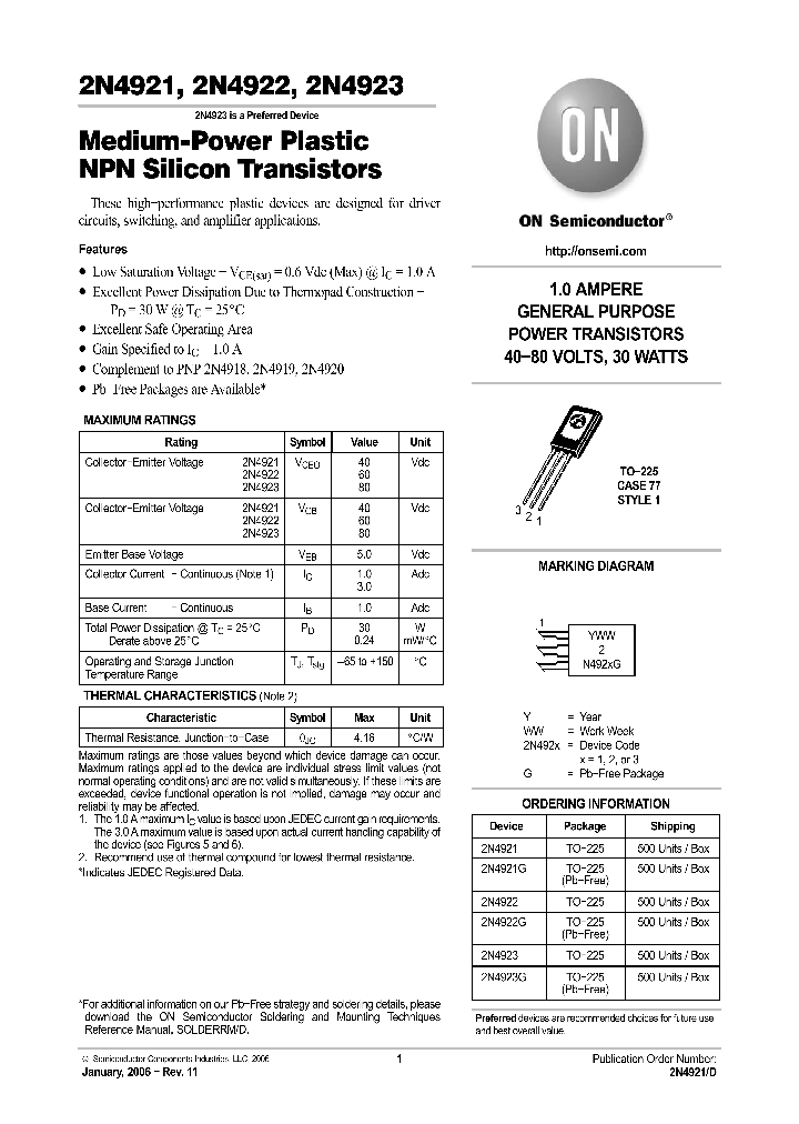 2N4921G_1107938.PDF Datasheet Download --- IC-ON-LINE