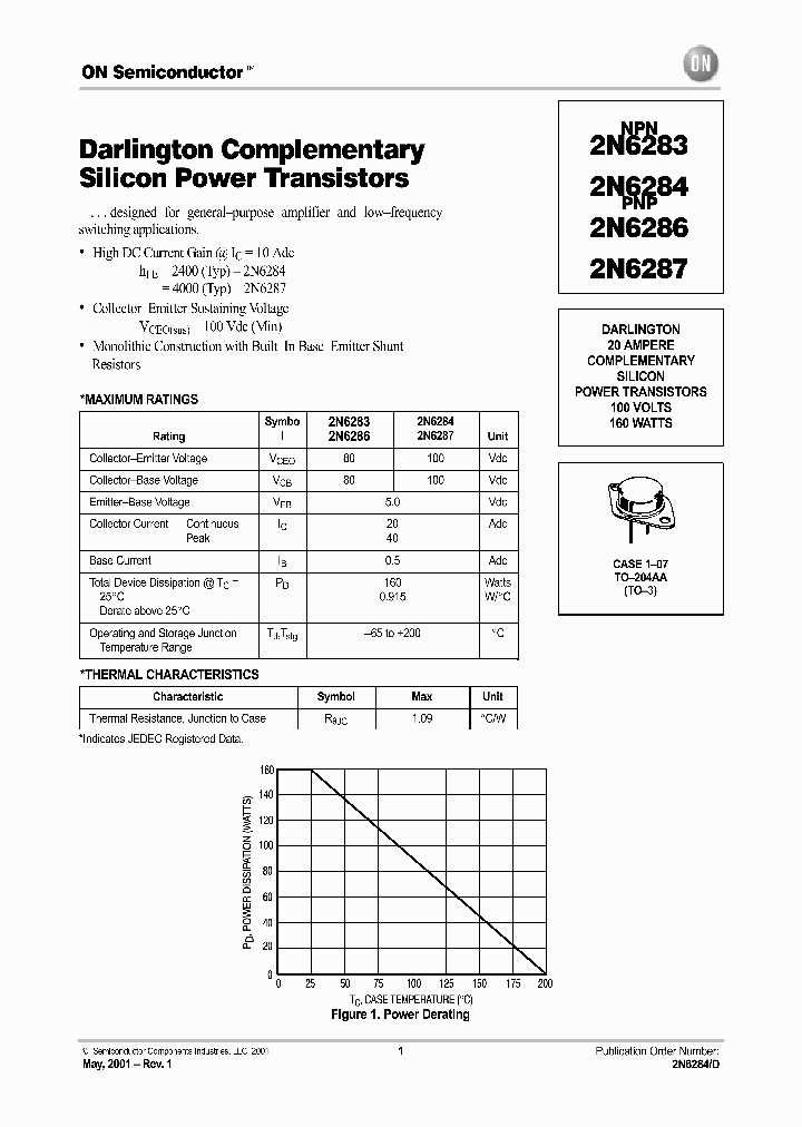2N6287_1194250.PDF Datasheet Download --- IC-ON-LINE