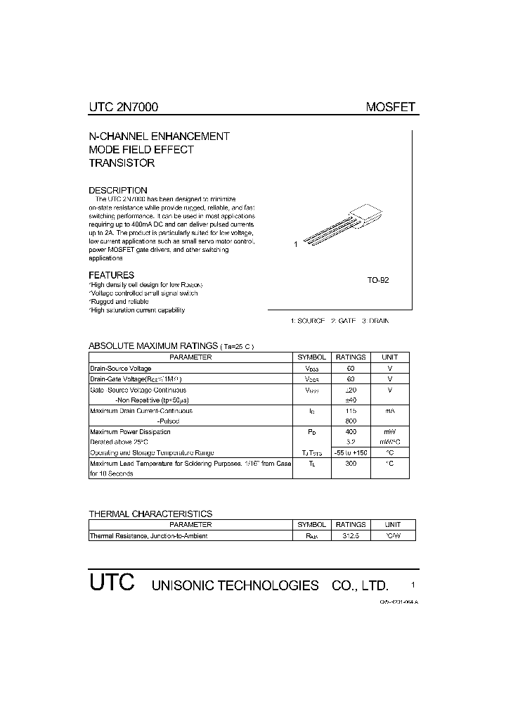 2N7000_1180974.PDF Datasheet Download --- IC-ON-LINE