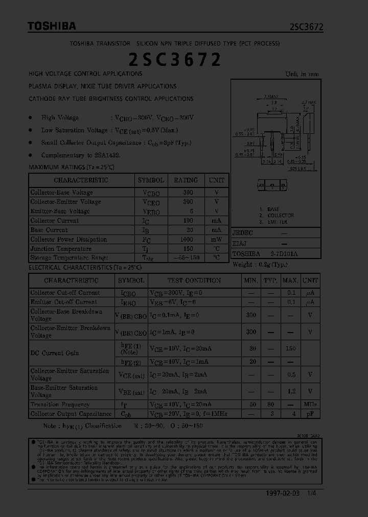 2SC3672_1195772.PDF Datasheet Download --- IC-ON-LINE