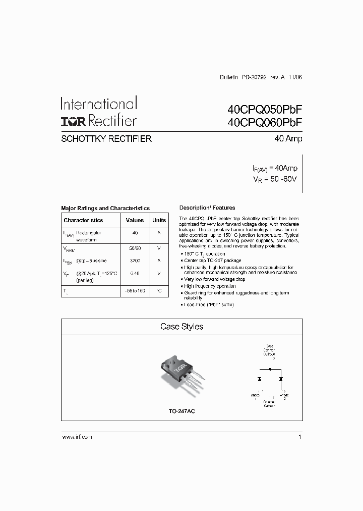 40CPQ050PBF_1135951.PDF Datasheet Download --- IC-ON-LINE
