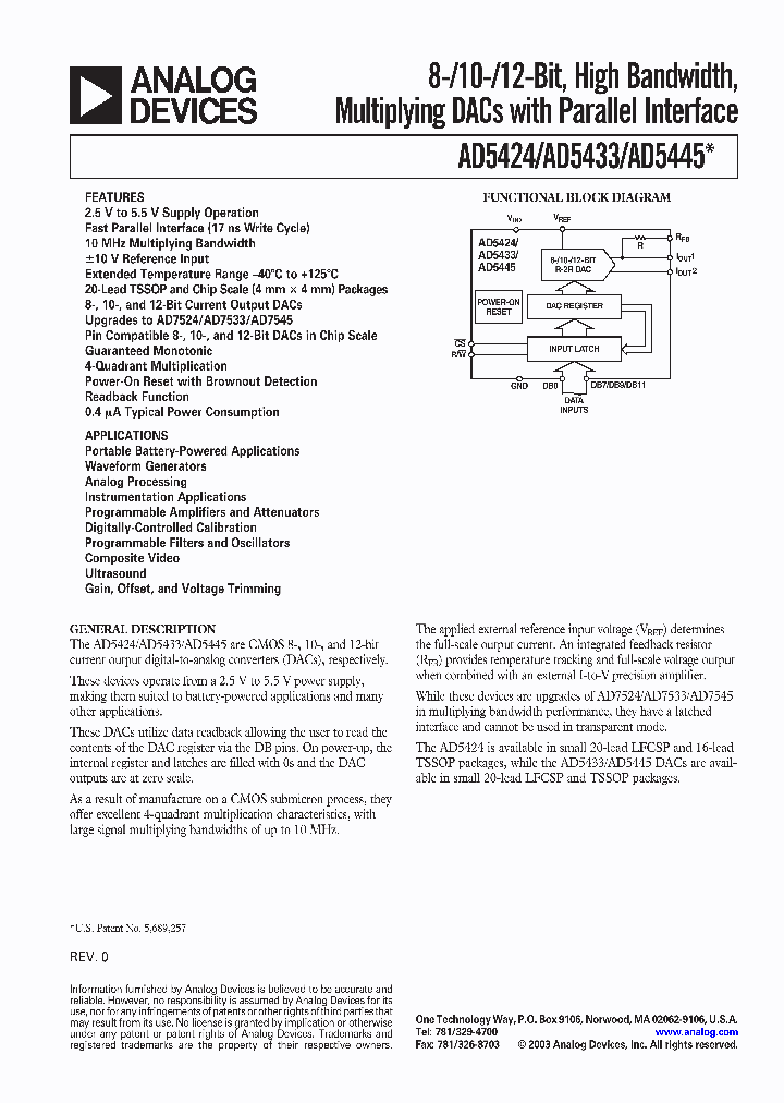 AD5445_1205981.PDF Datasheet Download --- IC-ON-LINE