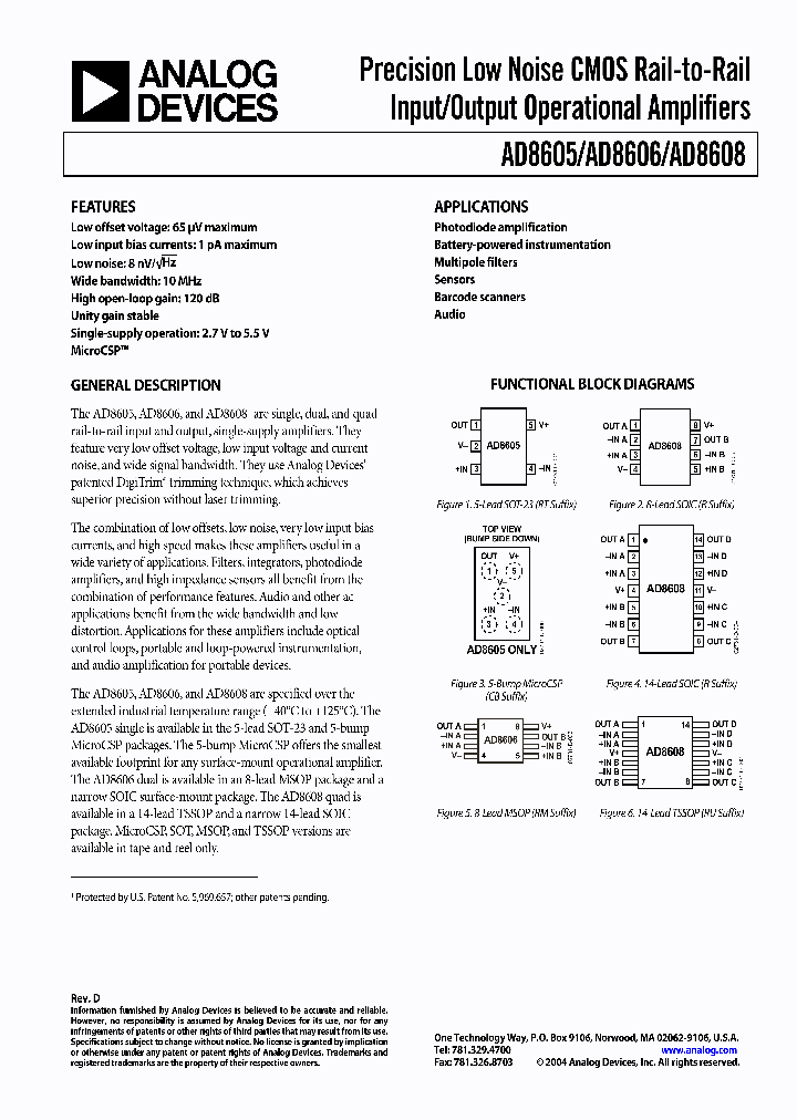 AD8605ARTZ-REEL7_877158.PDF Datasheet Download --- IC-ON-LINE