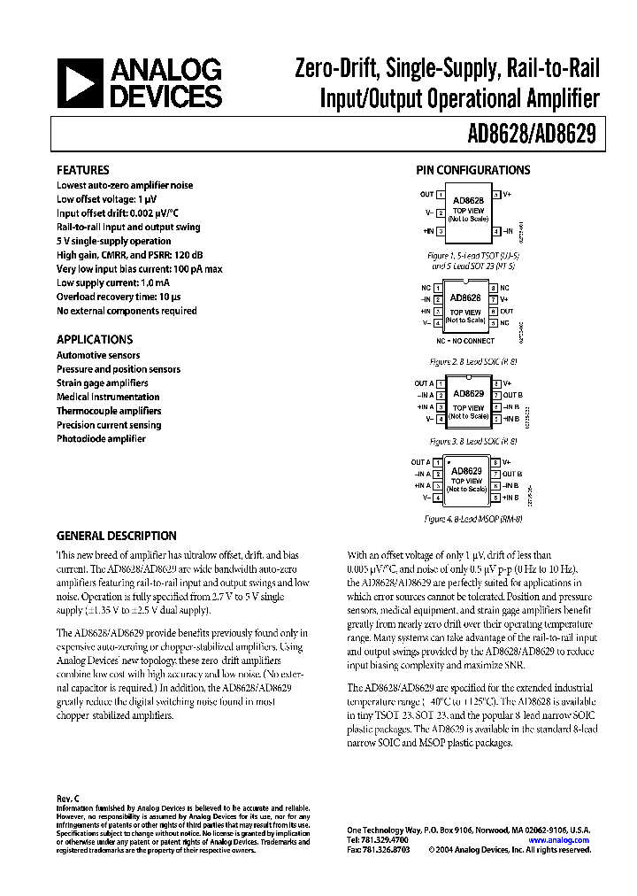 AD8628ART-R2_1030800.PDF Datasheet Download --- IC-ON-LINE