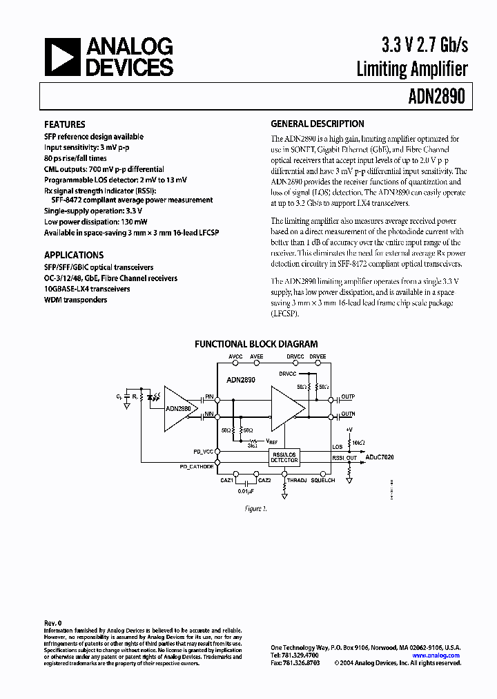 ADN2890ACP-RL7_1207456.PDF Datasheet Download --- IC-ON-LINE