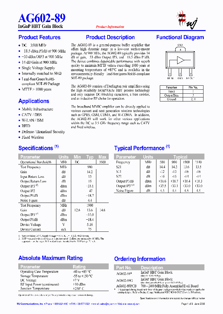 AG602-89PCB_1208144.PDF Datasheet Download --- IC-ON-LINE