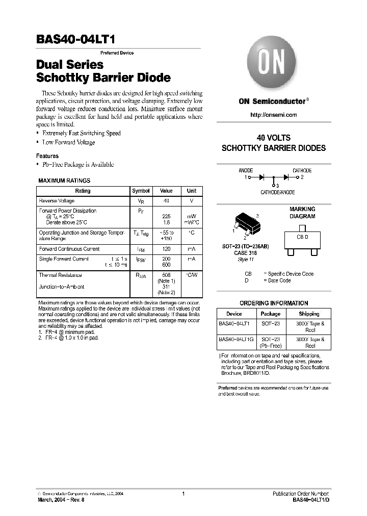 BAS40-04_1151452.PDF Datasheet Download --- IC-ON-LINE