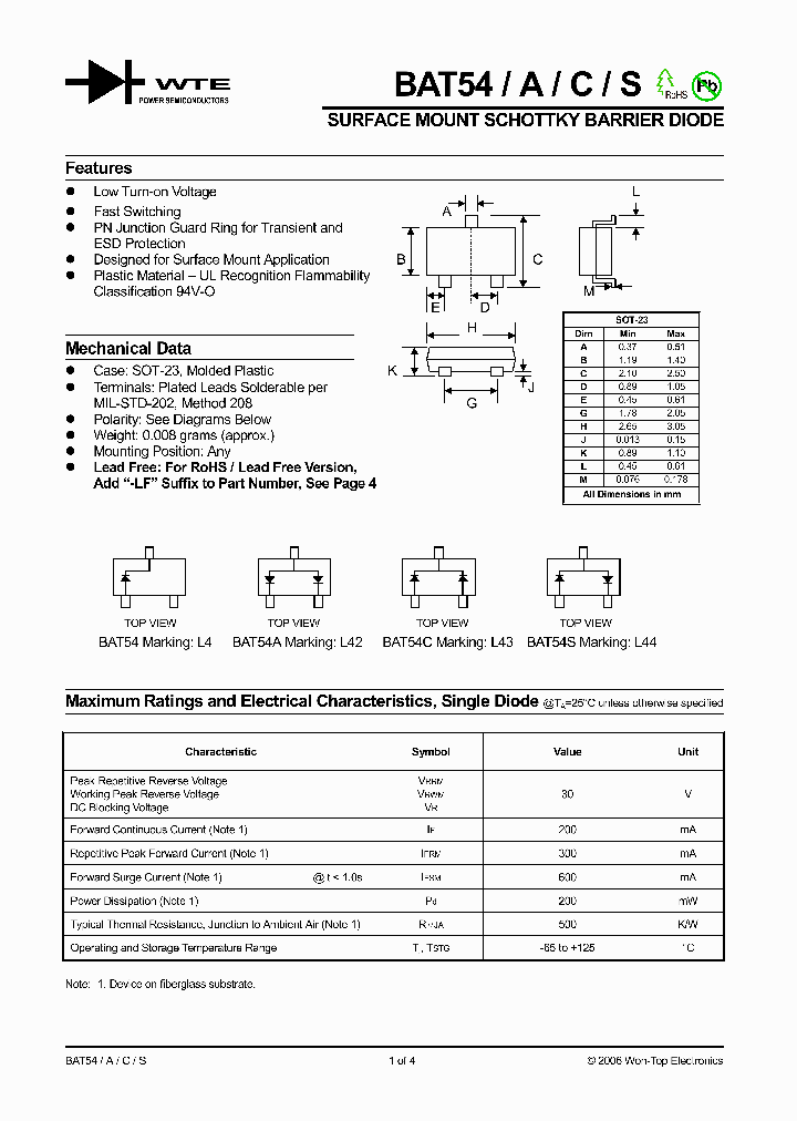 BAT54C_1059002.PDF Datasheet Download --- IC-ON-LINE