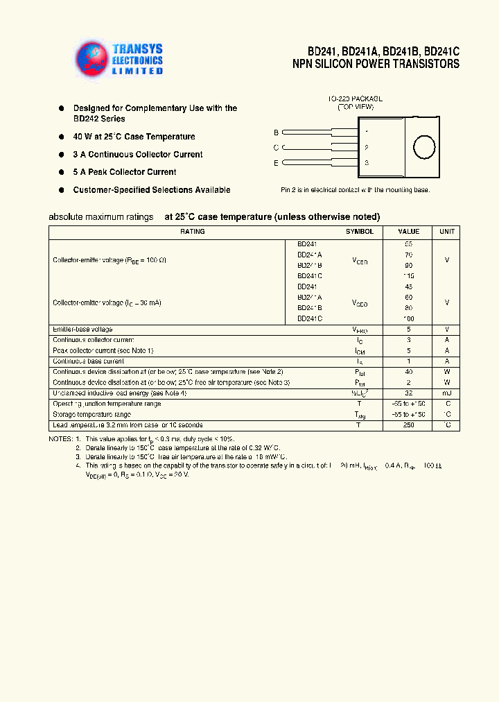 BD241C_1218621.PDF Datasheet Download --- IC-ON-LINE