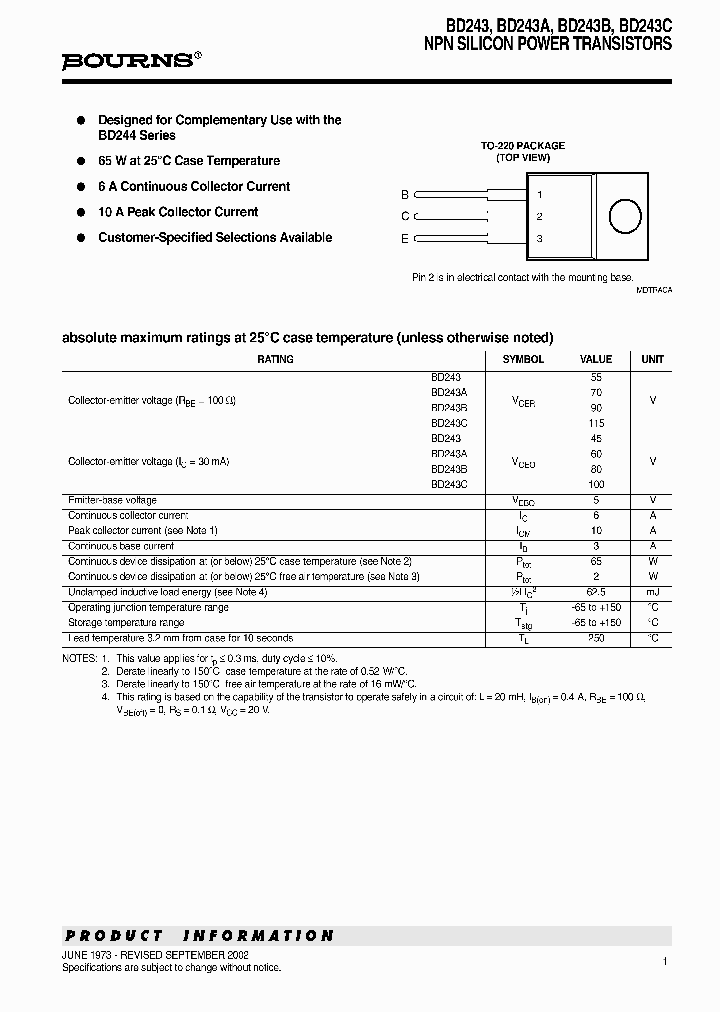 BD243_1147081.PDF Datasheet Download --- IC-ON-LINE
