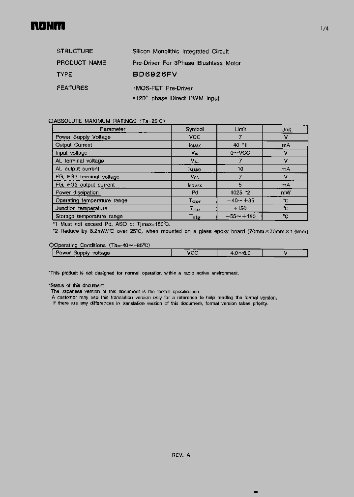 BD6926FV_1144010.PDF Datasheet Download --- IC-ON-LINE