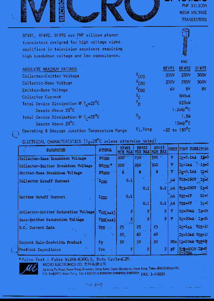 BF493_1219066.PDF Datasheet Download --- IC-ON-LINE