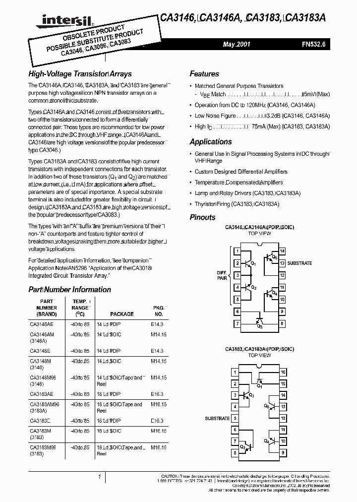 CA3183M96_1223890.PDF Datasheet Download --- IC-ON-LINE