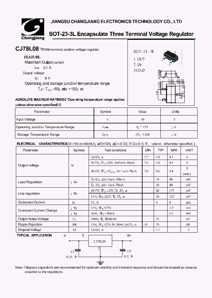 CJ78L08-SOT-23-3L_1226267.PDF Datasheet Download --- IC-ON-LINE