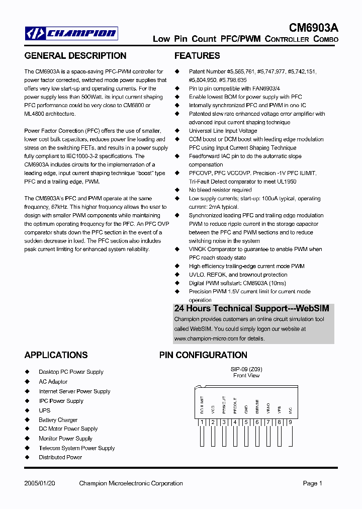 CM6903AIZ_1227036.PDF Datasheet Download --- IC-ON-LINE