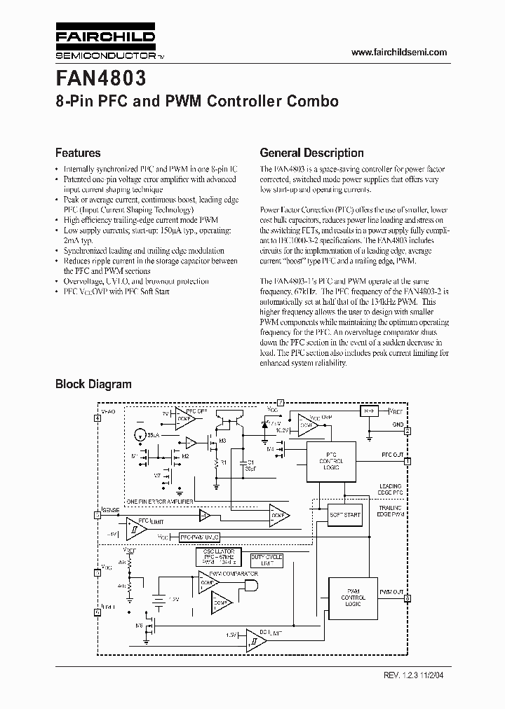 FAN4803CP-1_1160985.PDF Datasheet Download --- IC-ON-LINE
