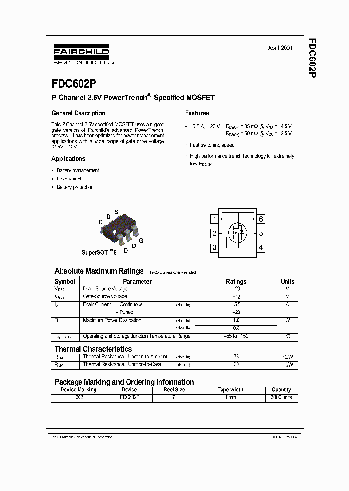 FDC602P01_1239265.PDF Datasheet Download --- IC-ON-LINE