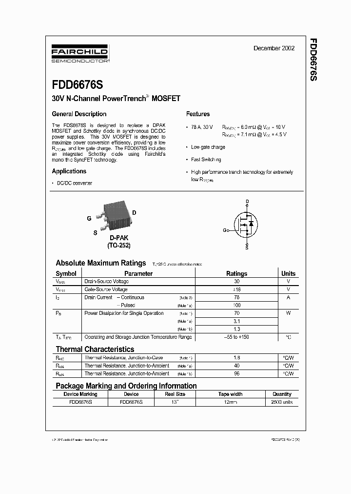FDD6676S_1239378.PDF Datasheet Download --- IC-ON-LINE