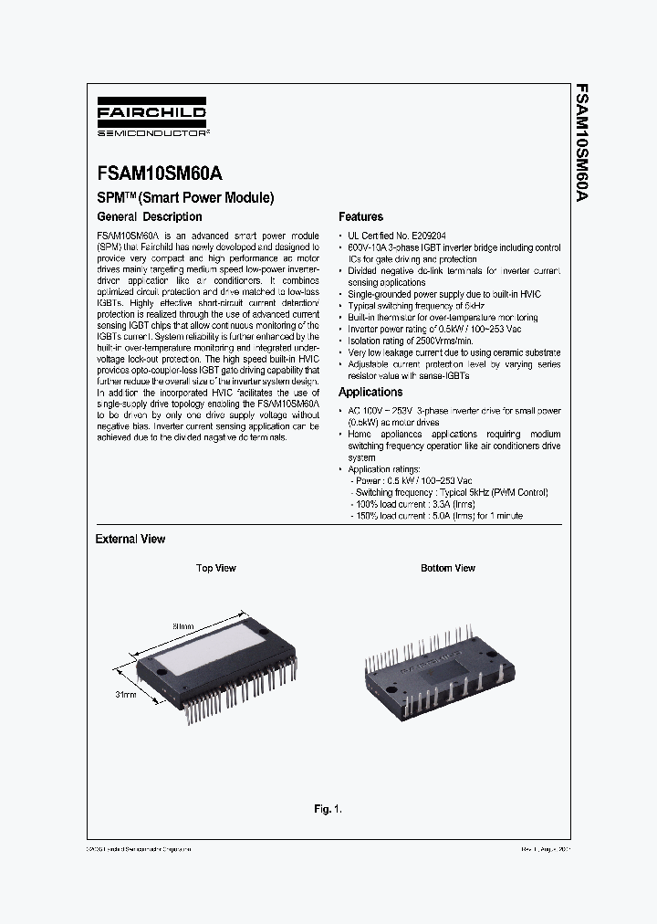 FSAM10SM60A_1242806.PDF Datasheet Download --- IC-ON-LINE