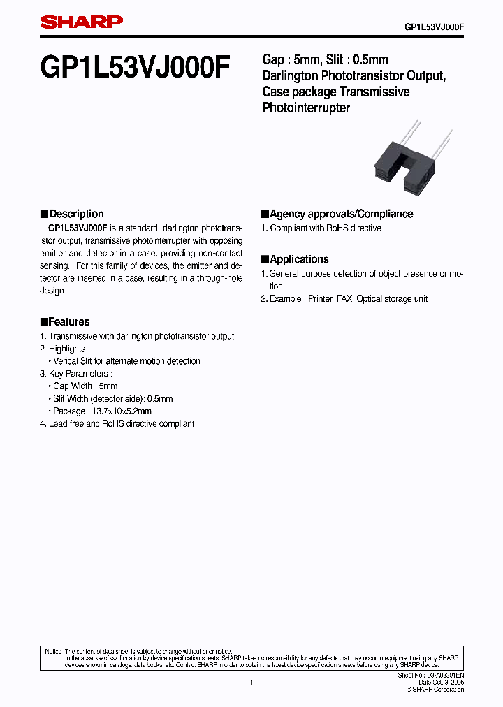 GP1L53VJ000F_1245514.PDF Datasheet Download --- IC-ON-LINE