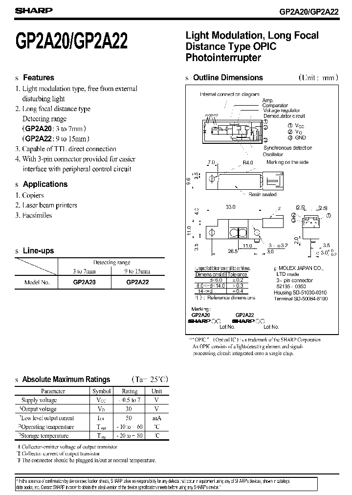 GP2A20_1078036.PDF Datasheet Download --- IC-ON-LINE