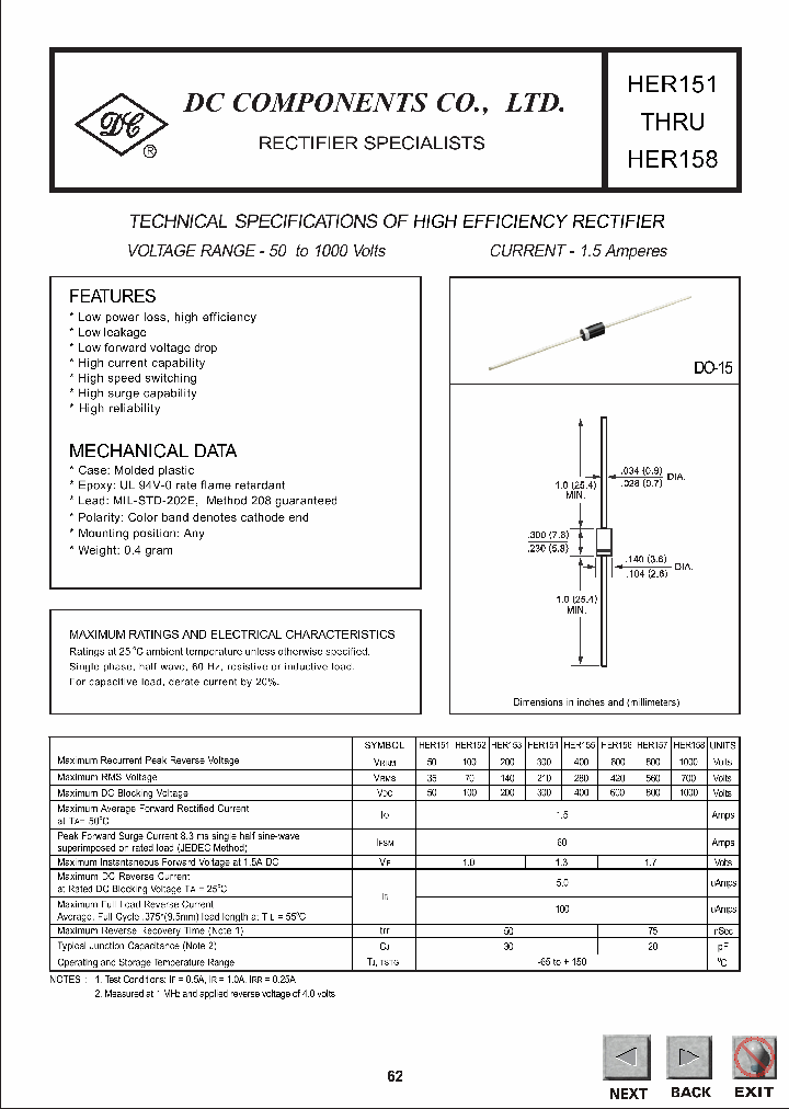 HER154_1149744.PDF Datasheet Download --- IC-ON-LINE