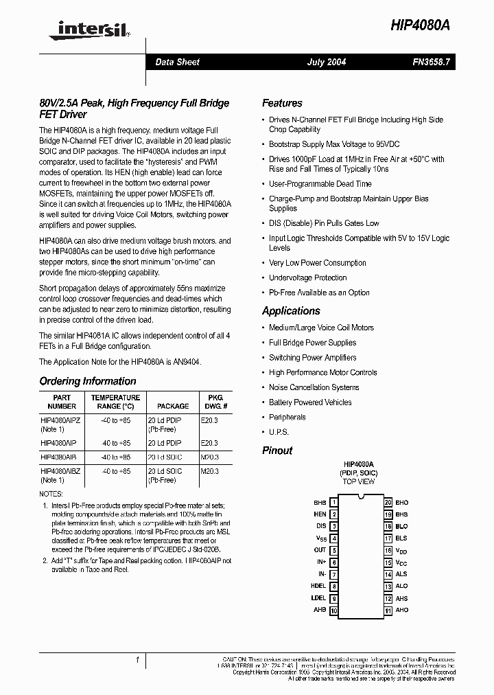 HIP4080A04_722372.PDF Datasheet Download --- IC-ON-LINE