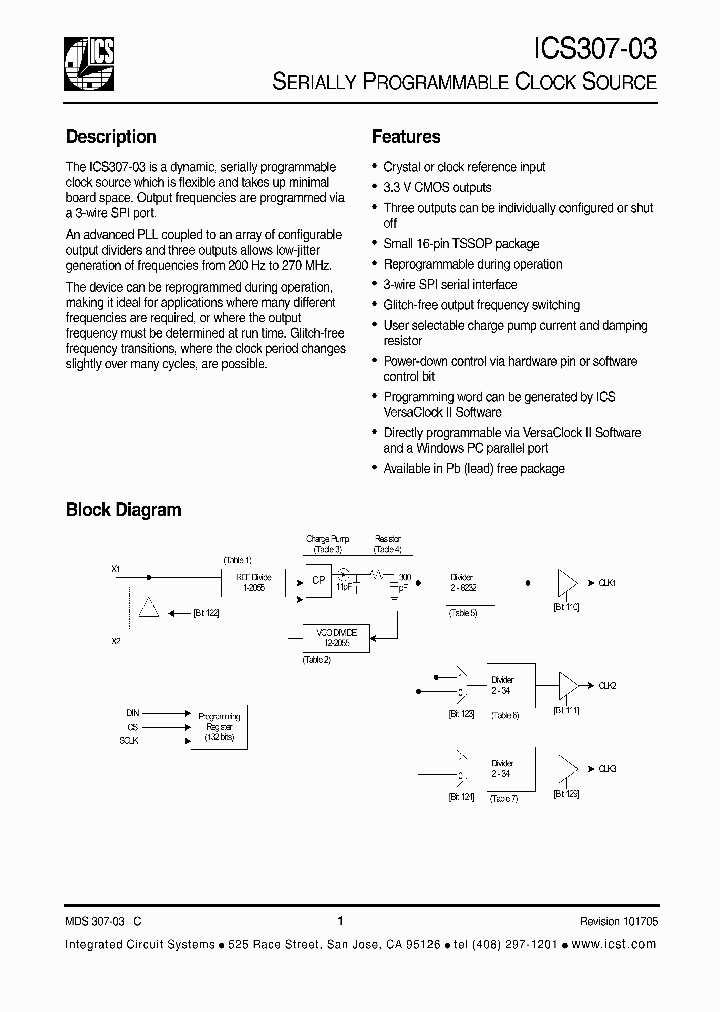 ICS307G-03T_1252775.PDF Datasheet Download --- IC-ON-LINE