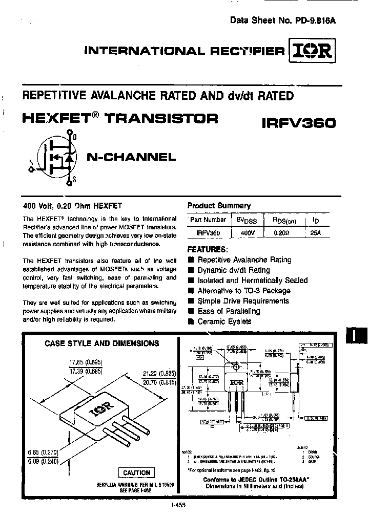 IRFV360_1256205.PDF Datasheet Download --- IC-ON-LINE
