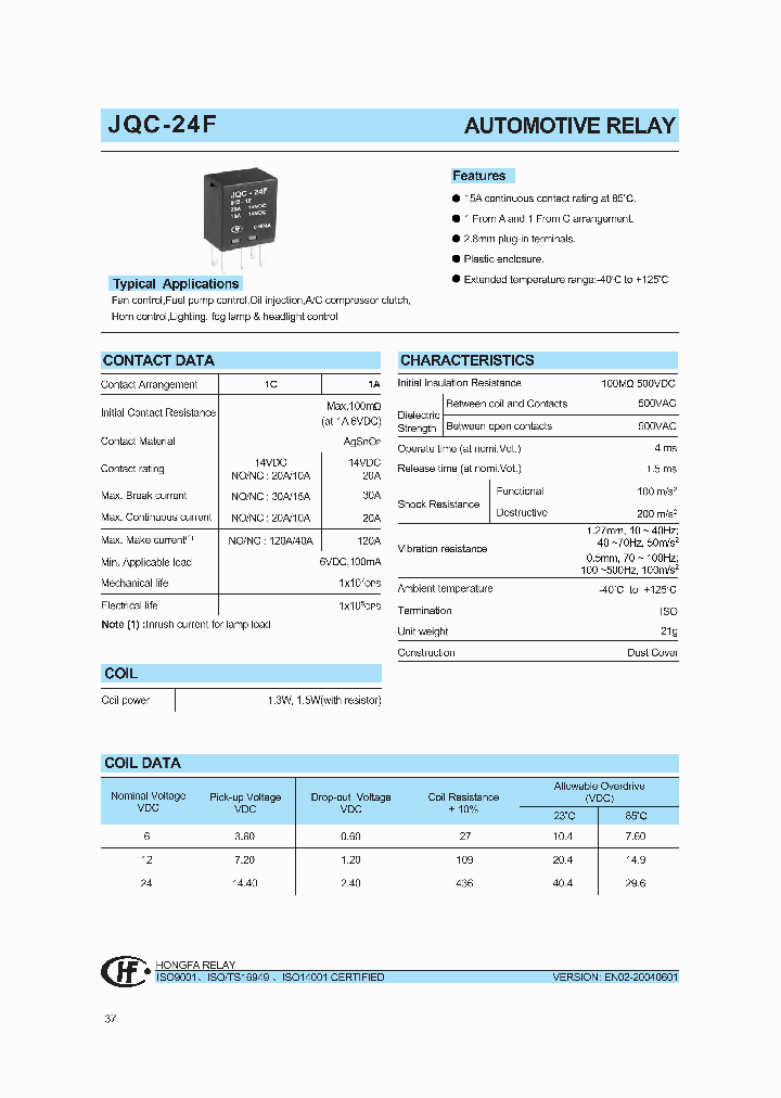 JQC-24F_1156191.PDF Datasheet Download --- IC-ON-LINE