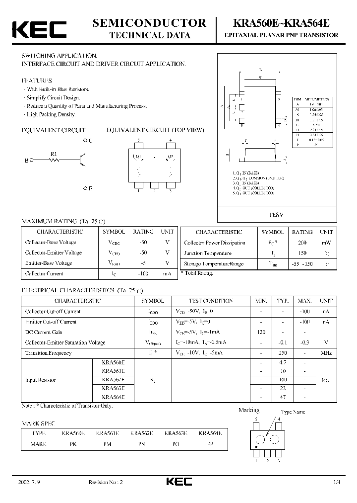 KRA564E_1260905.PDF Datasheet Download --- IC-ON-LINE