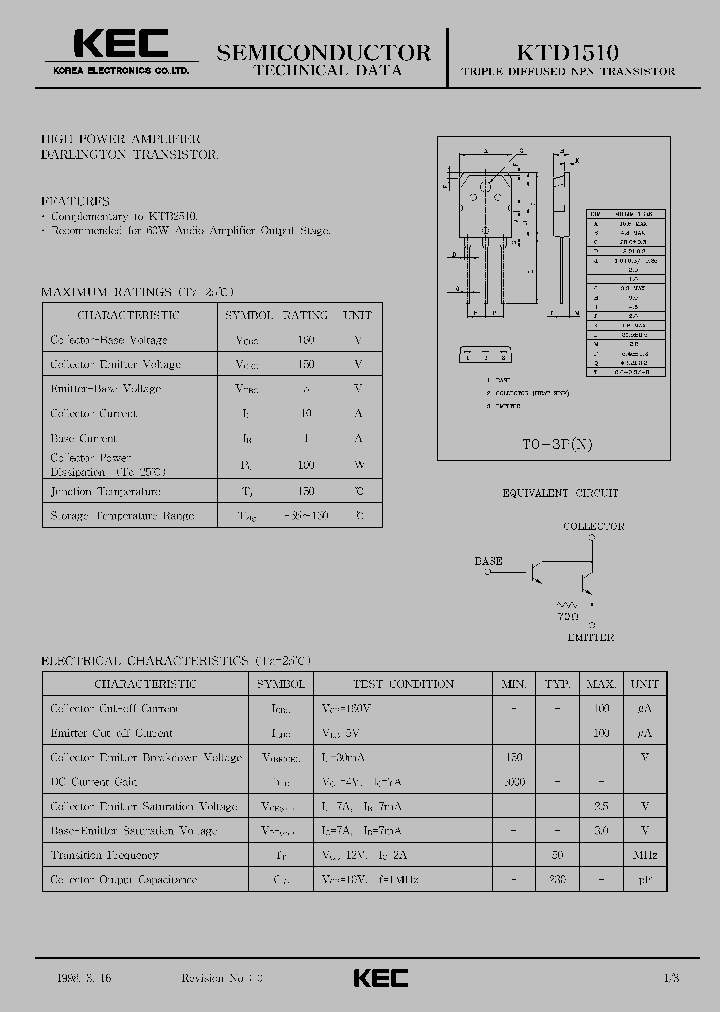 KTD1510_1261775.PDF Datasheet Download --- IC-ON-LINE