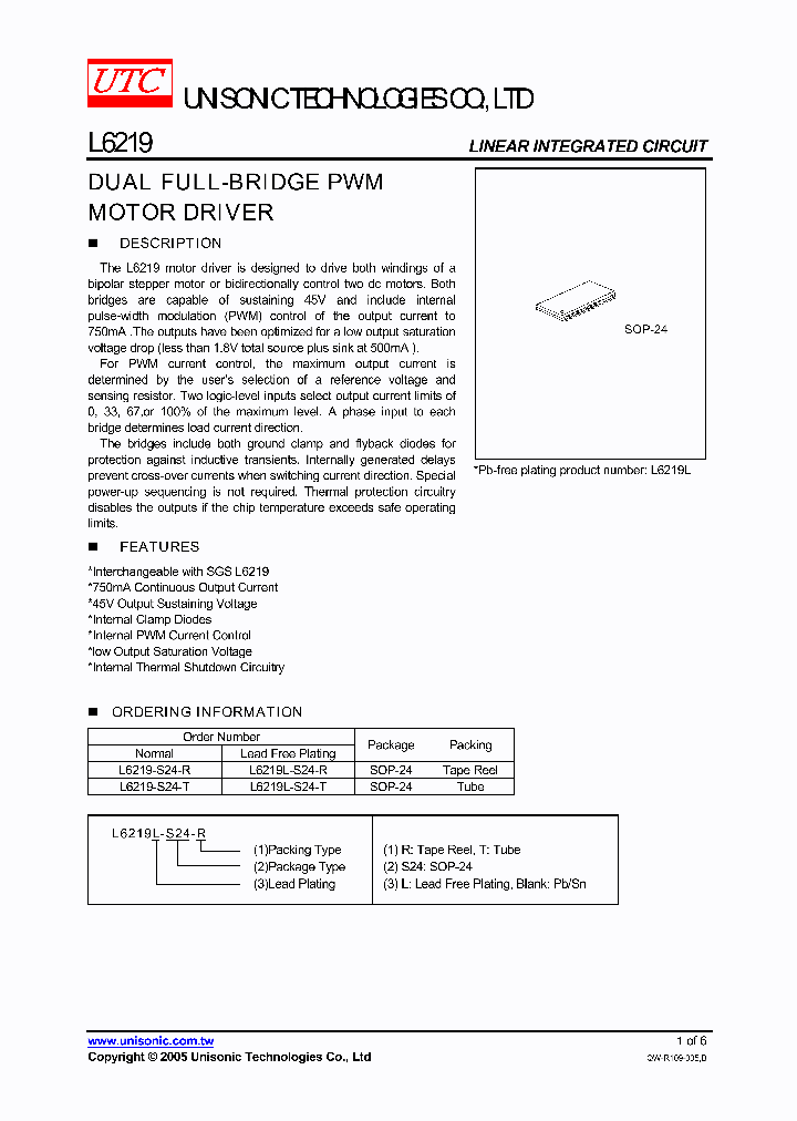 L6219-S24-R_748244.PDF Datasheet Download --- IC-ON-LINE