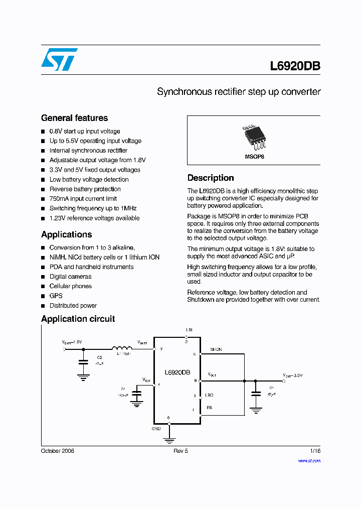 L6920DBTR_1262400.PDF Datasheet Download --- IC-ON-LINE