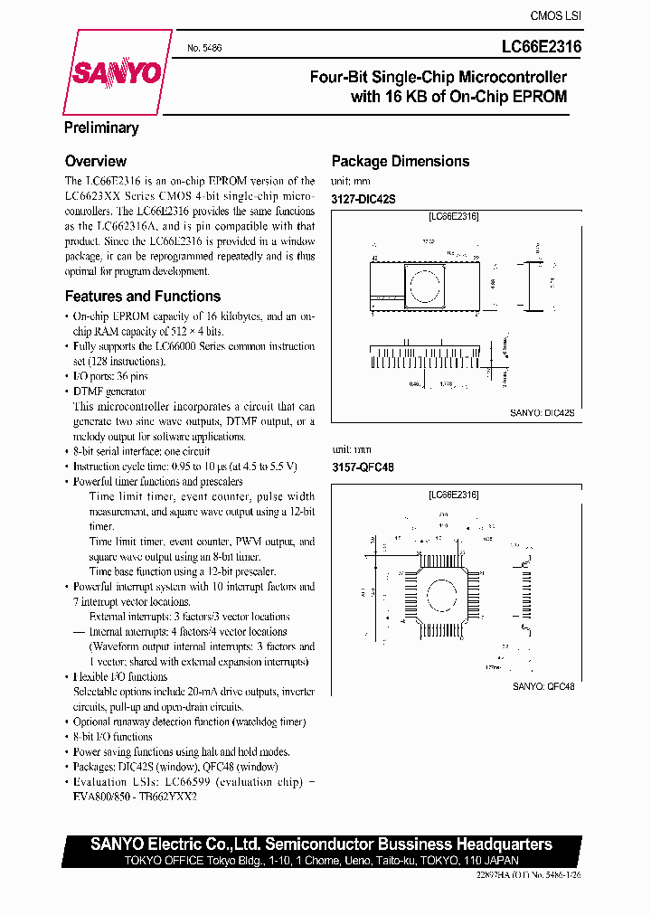 LC66P5316_1263614.PDF Datasheet Download --- IC-ON-LINE