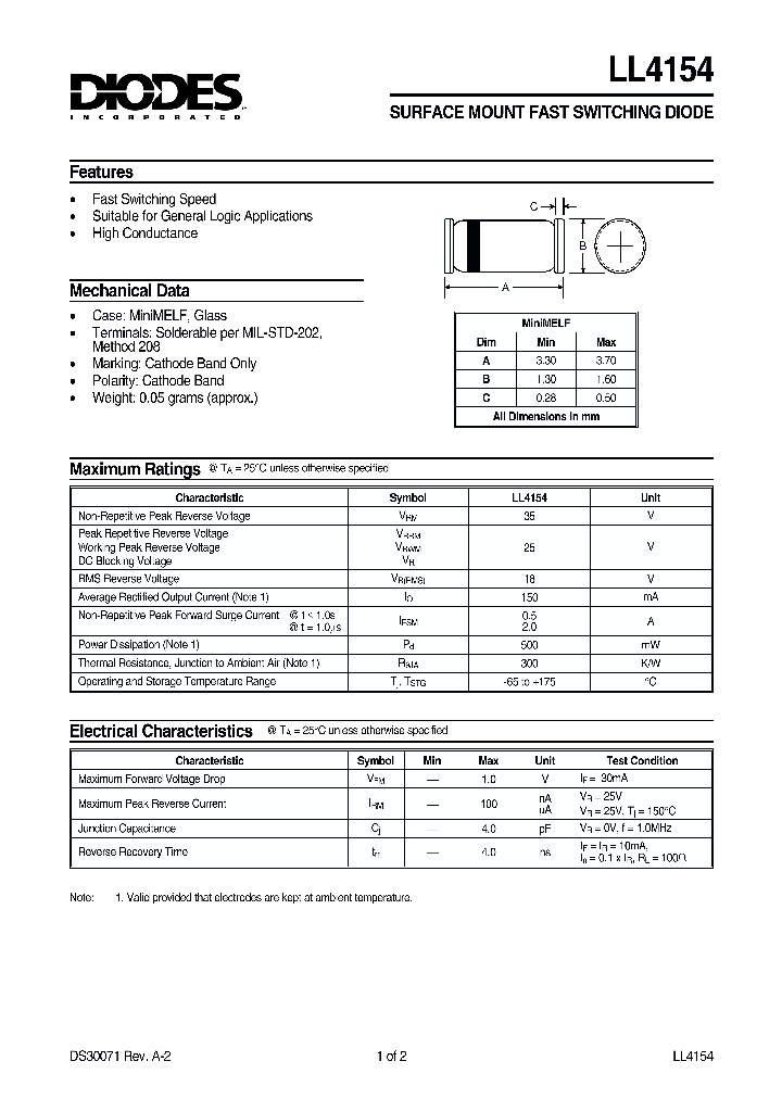 LL4154_1264791.PDF Datasheet Download --- IC-ON-LINE