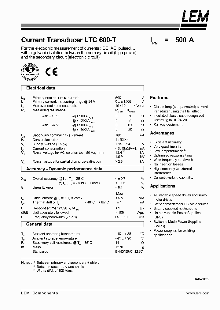 LTC600-T_1088004.PDF Datasheet Download --- IC-ON-LINE