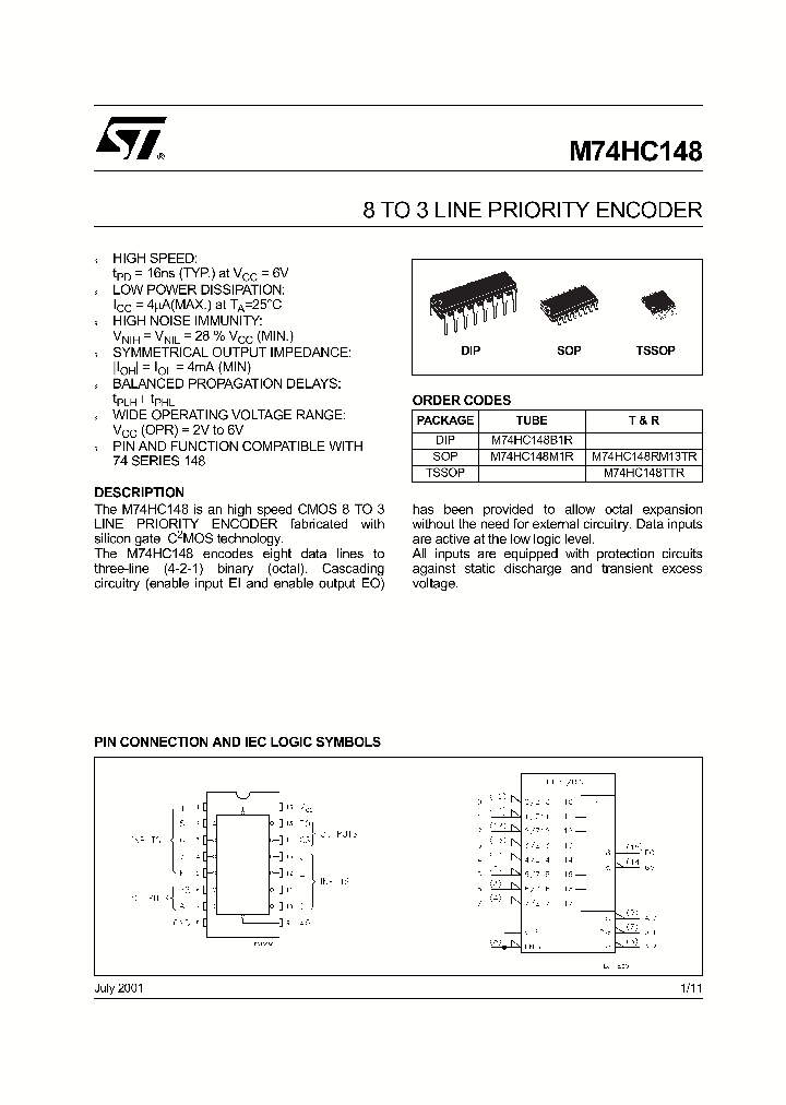 M74HC148TTR_1270716.PDF Datasheet Download --- IC-ON-LINE