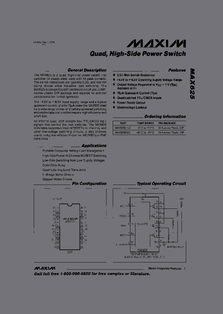 MAX625CNG_714185.PDF Datasheet Download --- IC-ON-LINE