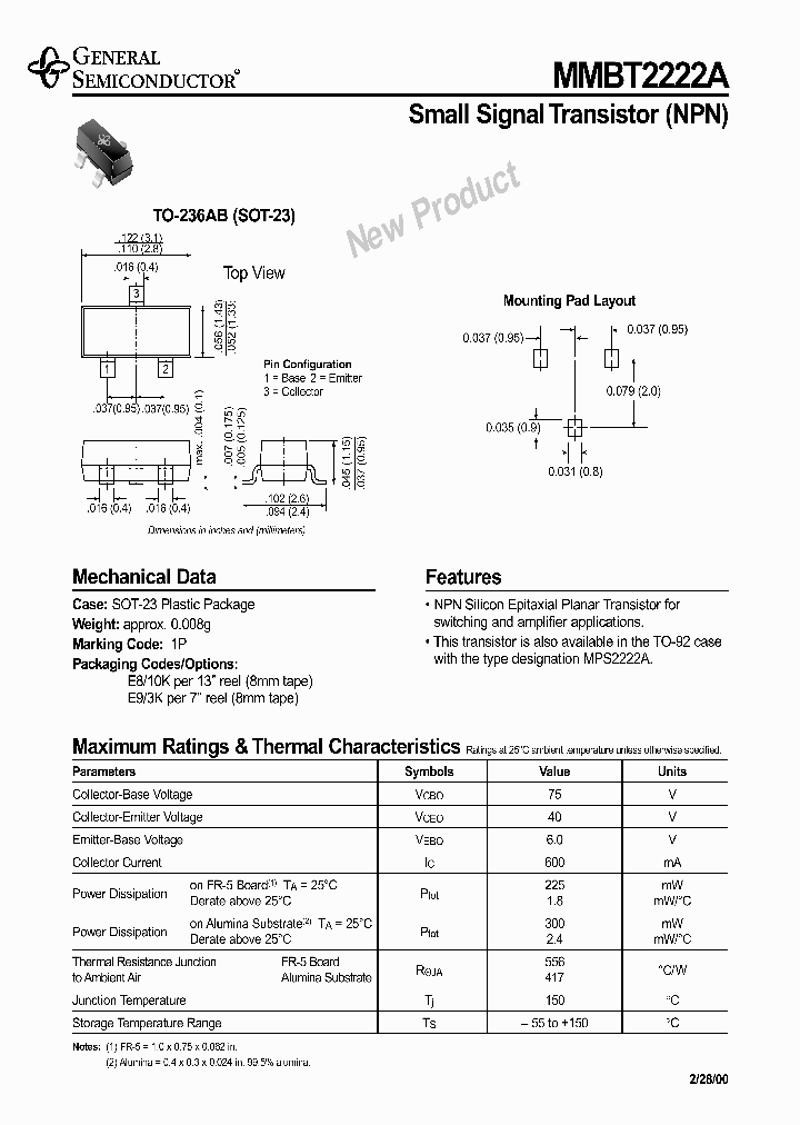 MMBT2222A_1128874.PDF Datasheet Download --- IC-ON-LINE