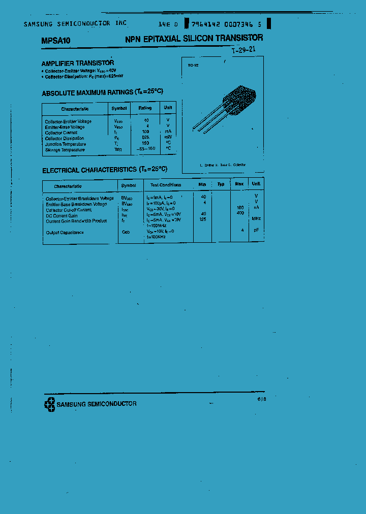 MPSA10_1282763.PDF Datasheet Download --- IC-ON-LINE