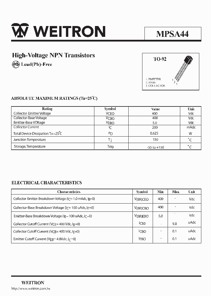 MPSA44_1118344.PDF Datasheet Download --- IC-ON-LINE