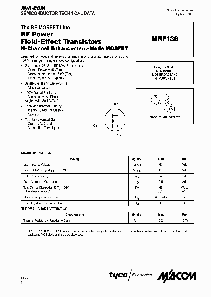 MRF136_1067026.PDF Datasheet Download --- IC-ON-LINE